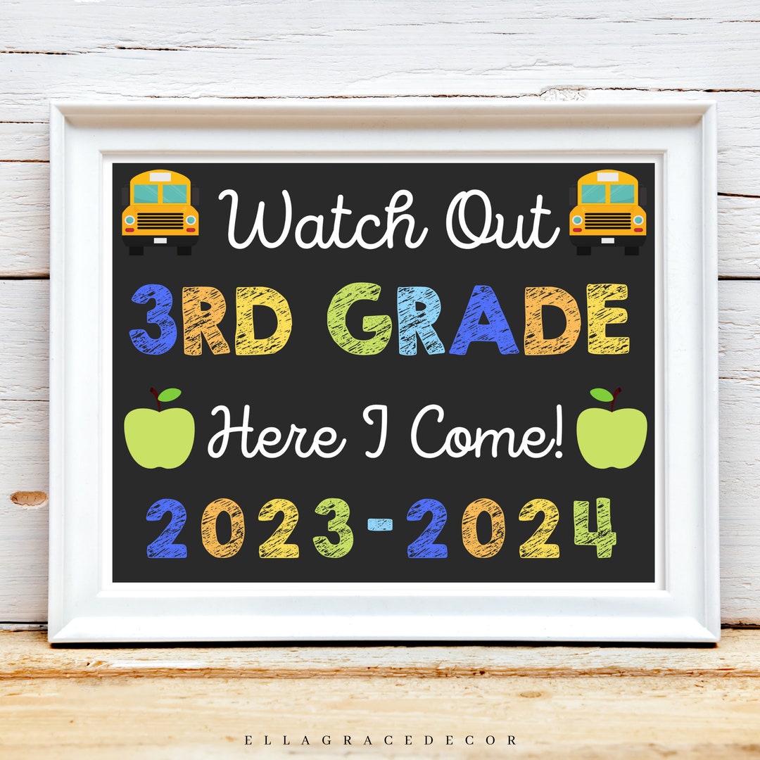 First Day of Third Grade Sign, First Day of School Sign, Third Grade ...