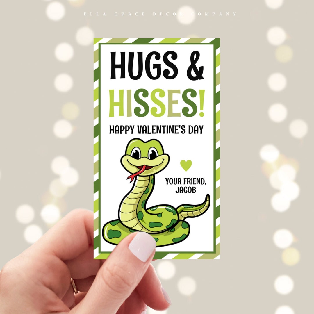 Snake Valentines Day Tag, Snake Valentines Day Cards, Snake Valentines ...
