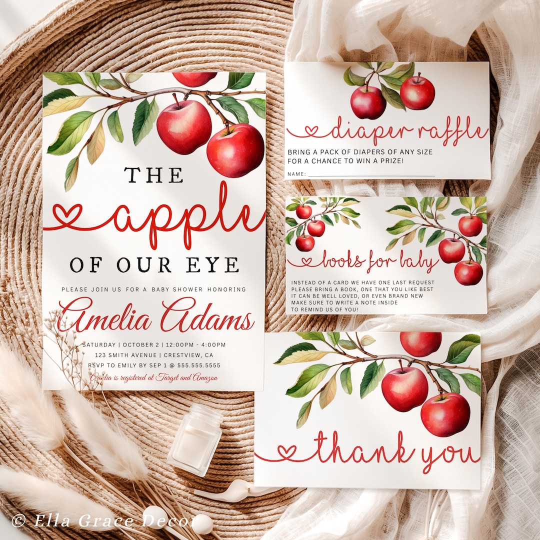 Fall Baby Shower Invitation, Apple of Our Eye Baby Shower Invitation ...