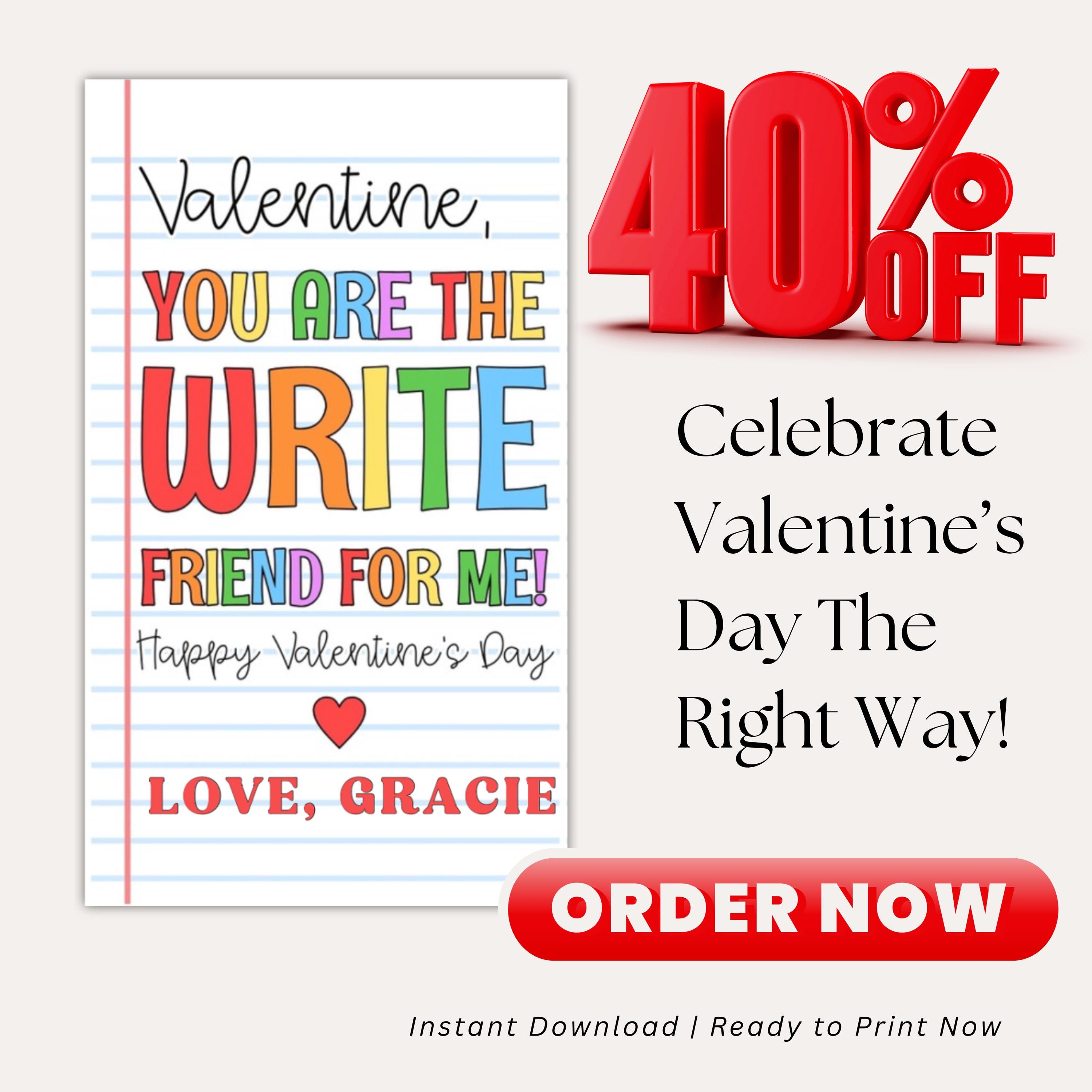 Write Valentine Printable, Write Valentines Tag, Kids Valentines Cards ...