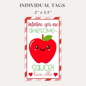 Editable Applesauce Pouch Valentine's Day Tag, Printable Valentine ...