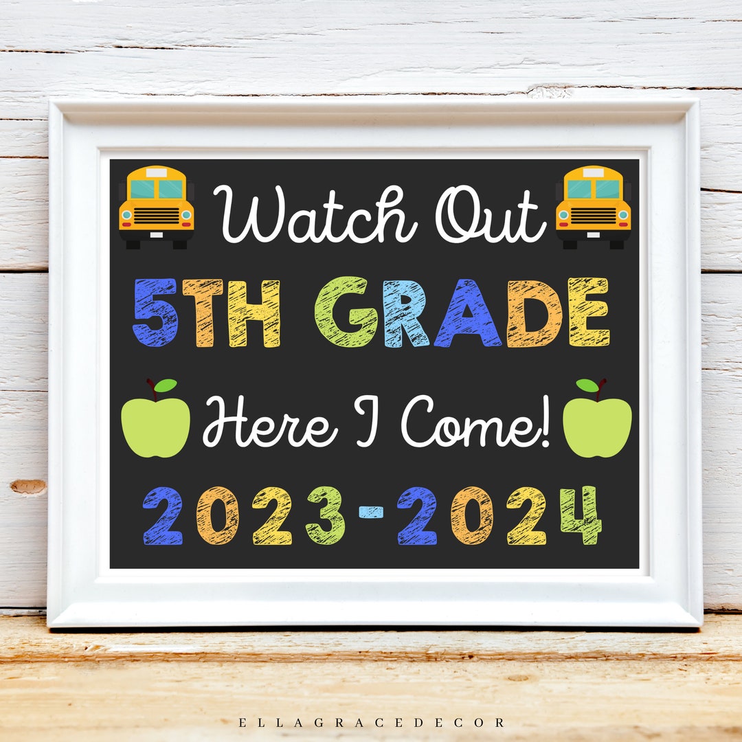 First Day of Fifth Grade Sign First Day of School Sign Fifth - Etsy