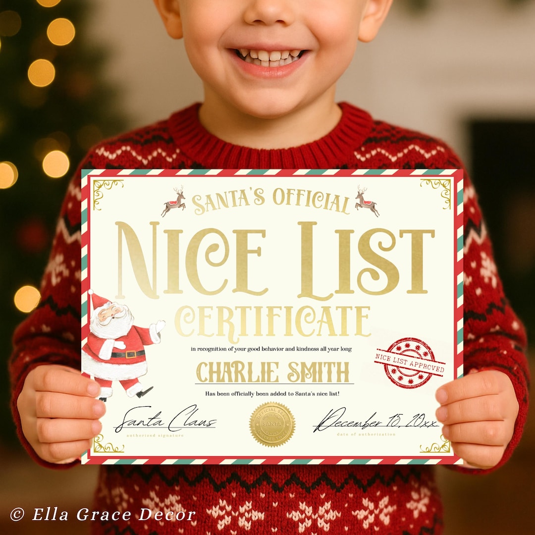 Editable Letter From Santa, Official Nice List Certificate From Santa ...