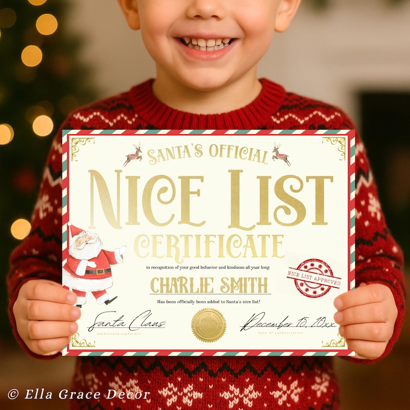 Custom Santa Nice List Printable - Etsy UK