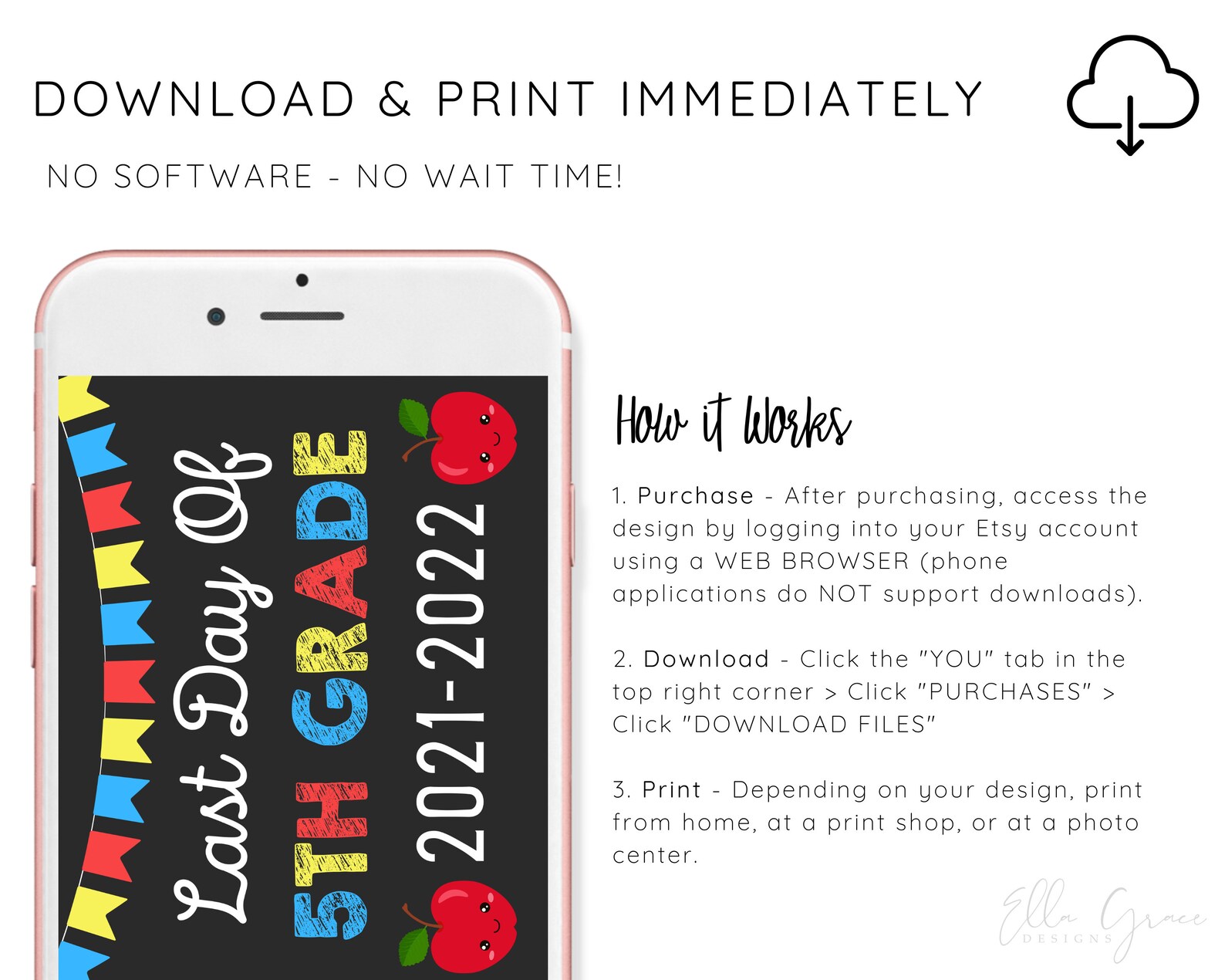 Last Day of 5th Grade Sign Last Day of School 5th Grade | Etsy