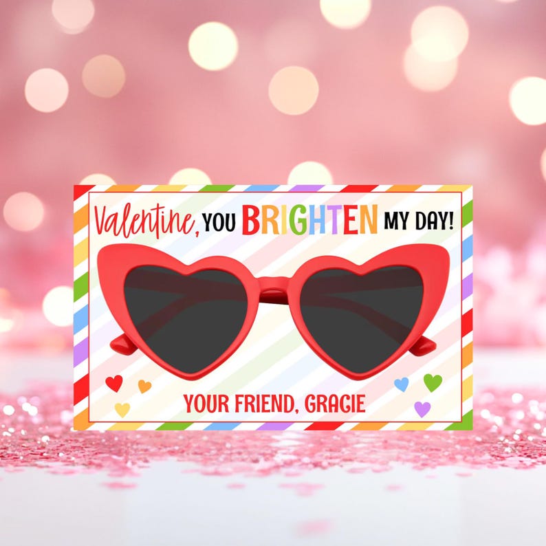 Valentine Tag Printable Sunglasses, Valentine Gift Tag Sunglasses ...