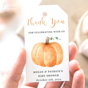 Editable Little Pumpkin Favor Tag, Thank You Tag, Birthday Baby Shower ...