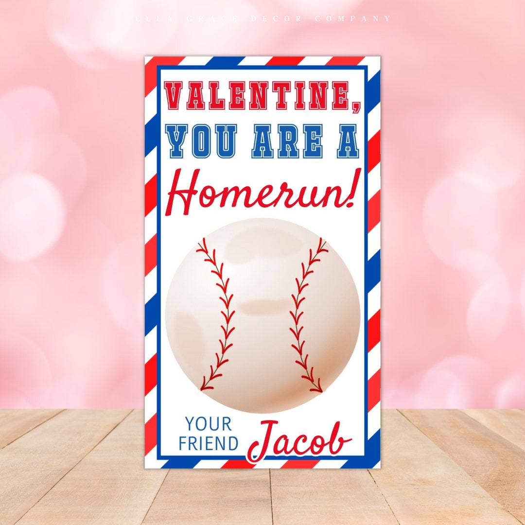 Baseball Valentines Day Cards, Classroom Valentines Baseball, Baseball ...
