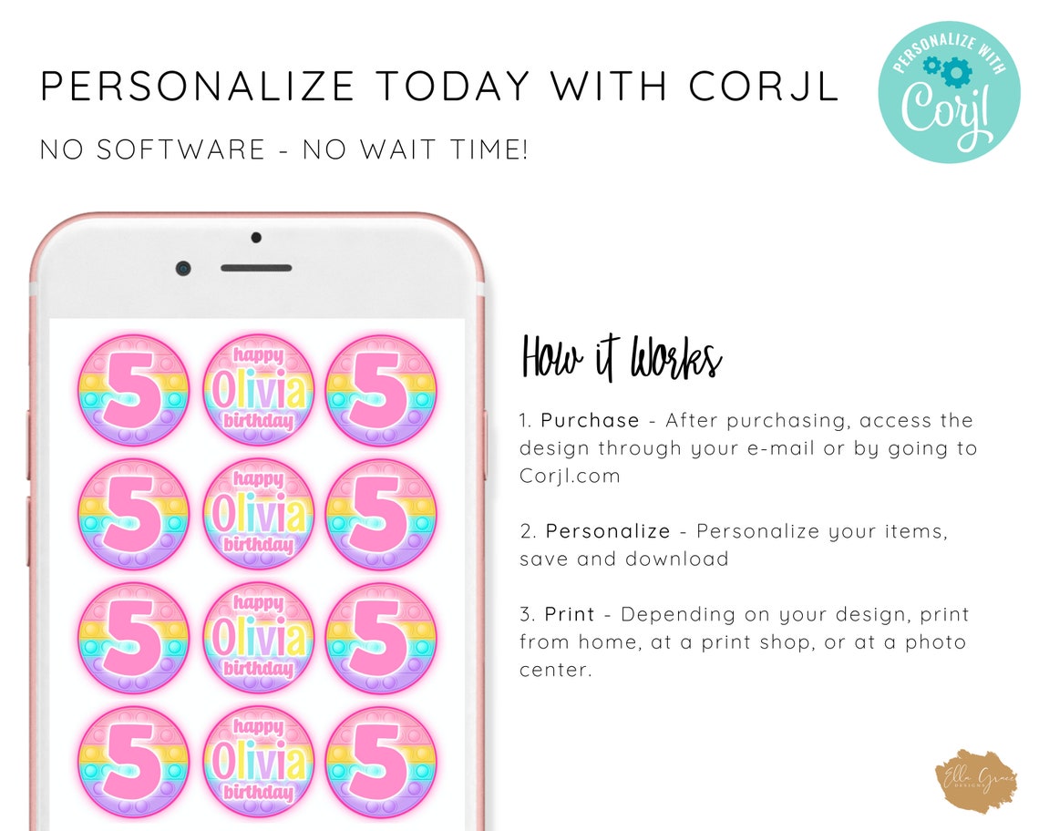 Editable Pop It Fidget Toy Party Cupcakes Toppers Printable - Etsy