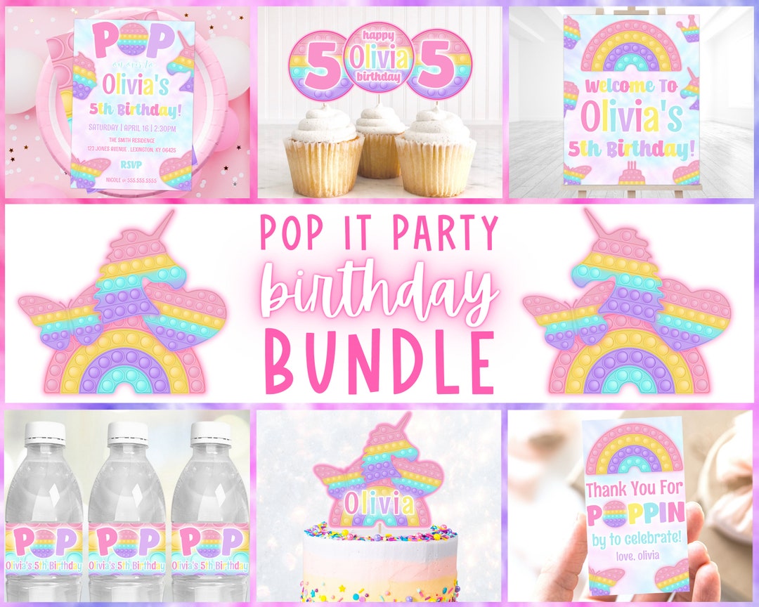 EDITABLE Pop It Birthday Party Decorations Pop It Fidget Toy - Etsy ...