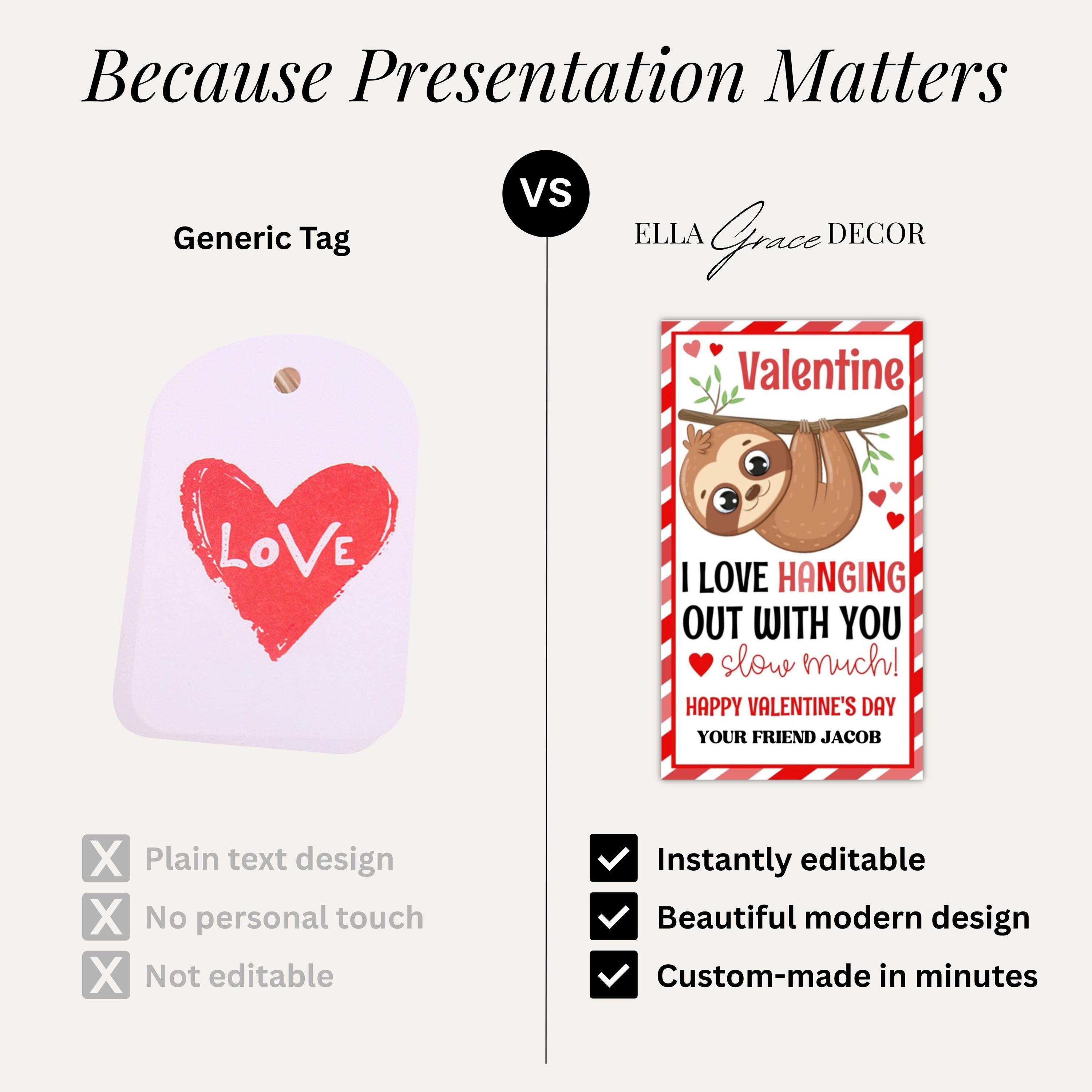 Sloth Valentine Tags for Kids Printable Classroom Exchange Valentine ...