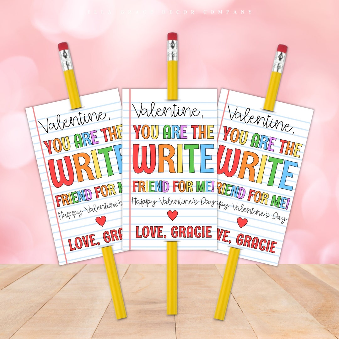 Write Valentine Printable, Write Valentines Tag, Kids Valentines Cards ...