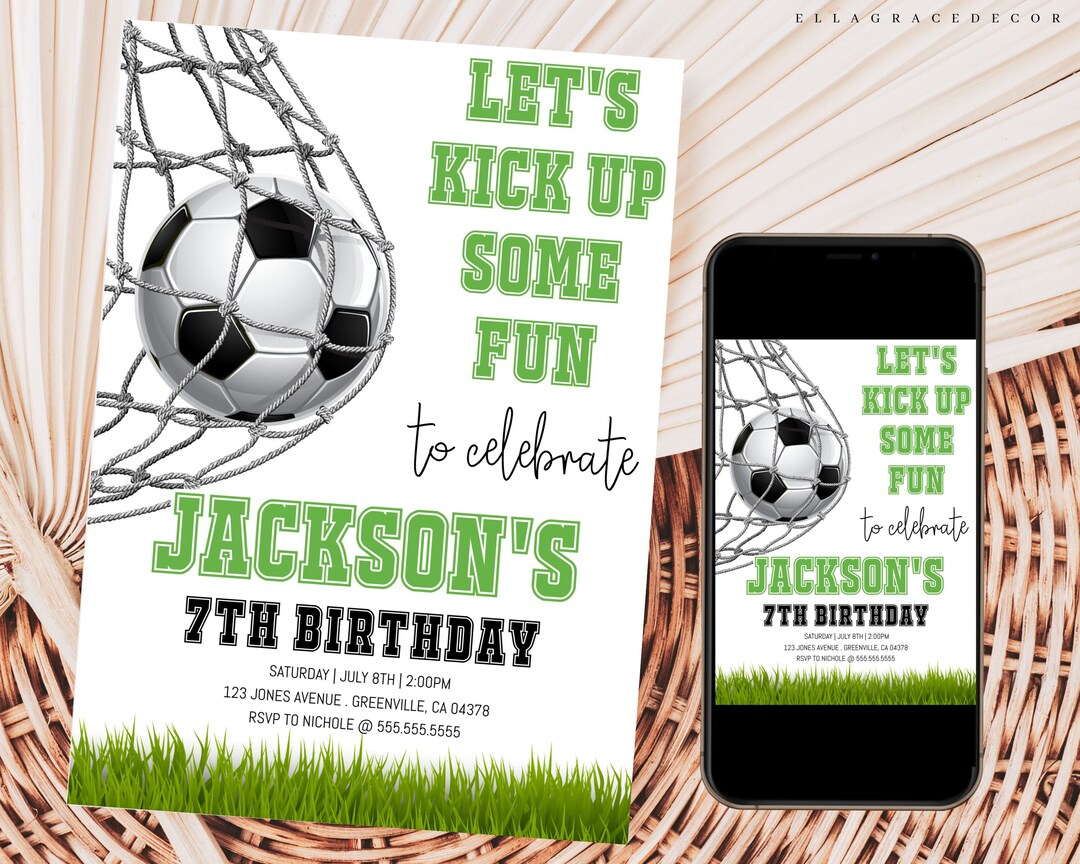 Editable Soccer Birthday Invitation Template, Soccer Invitation, Soccer ...
