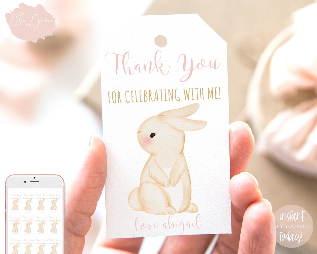 Editable Printable Bunny Thank You Tag, Some Bunny is One Party Favor ...
