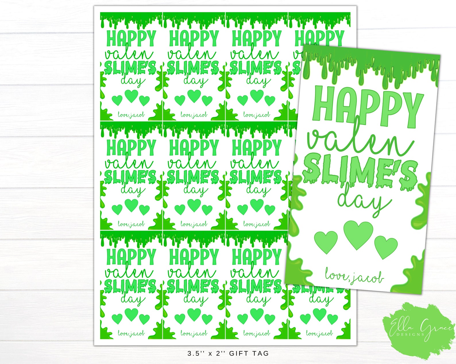 Editable Slime Valentine's Day Printable Tag Non Food - Etsy