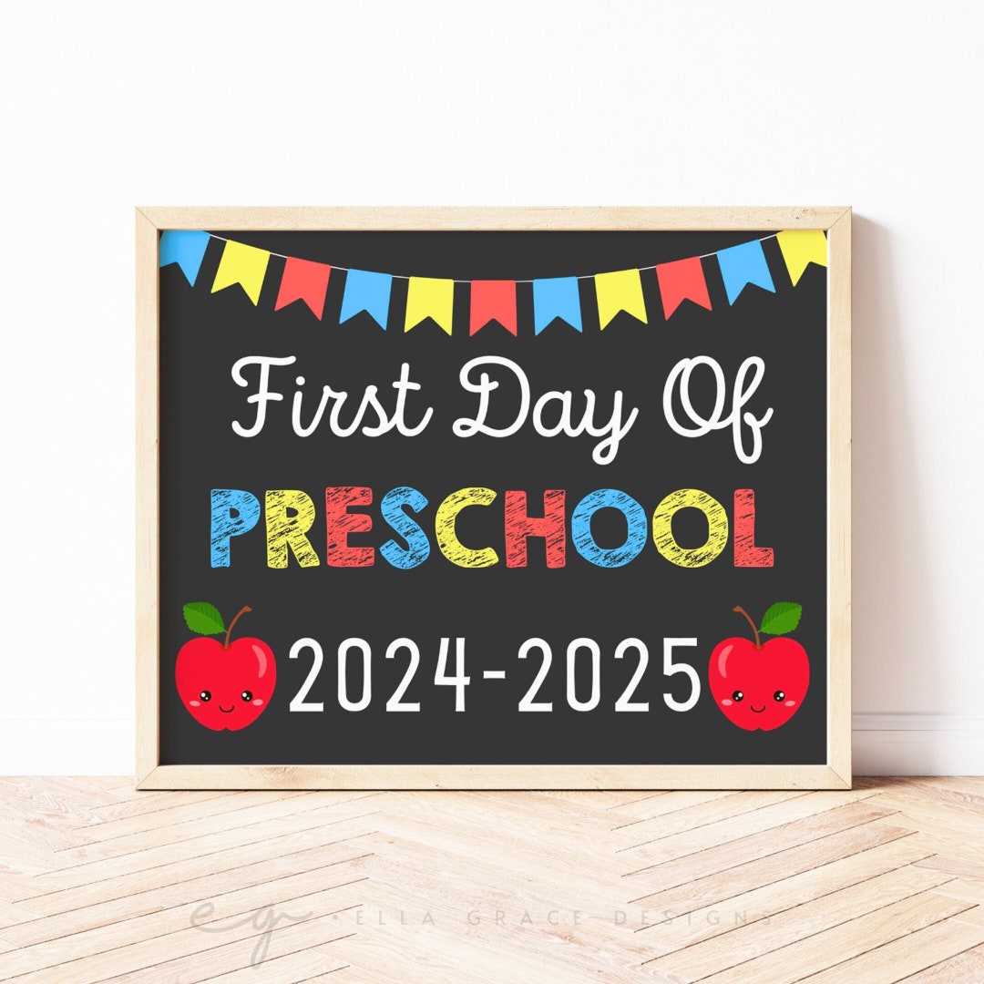 First Day of Preschool Sign, First Day of School Sign, Preschool ...