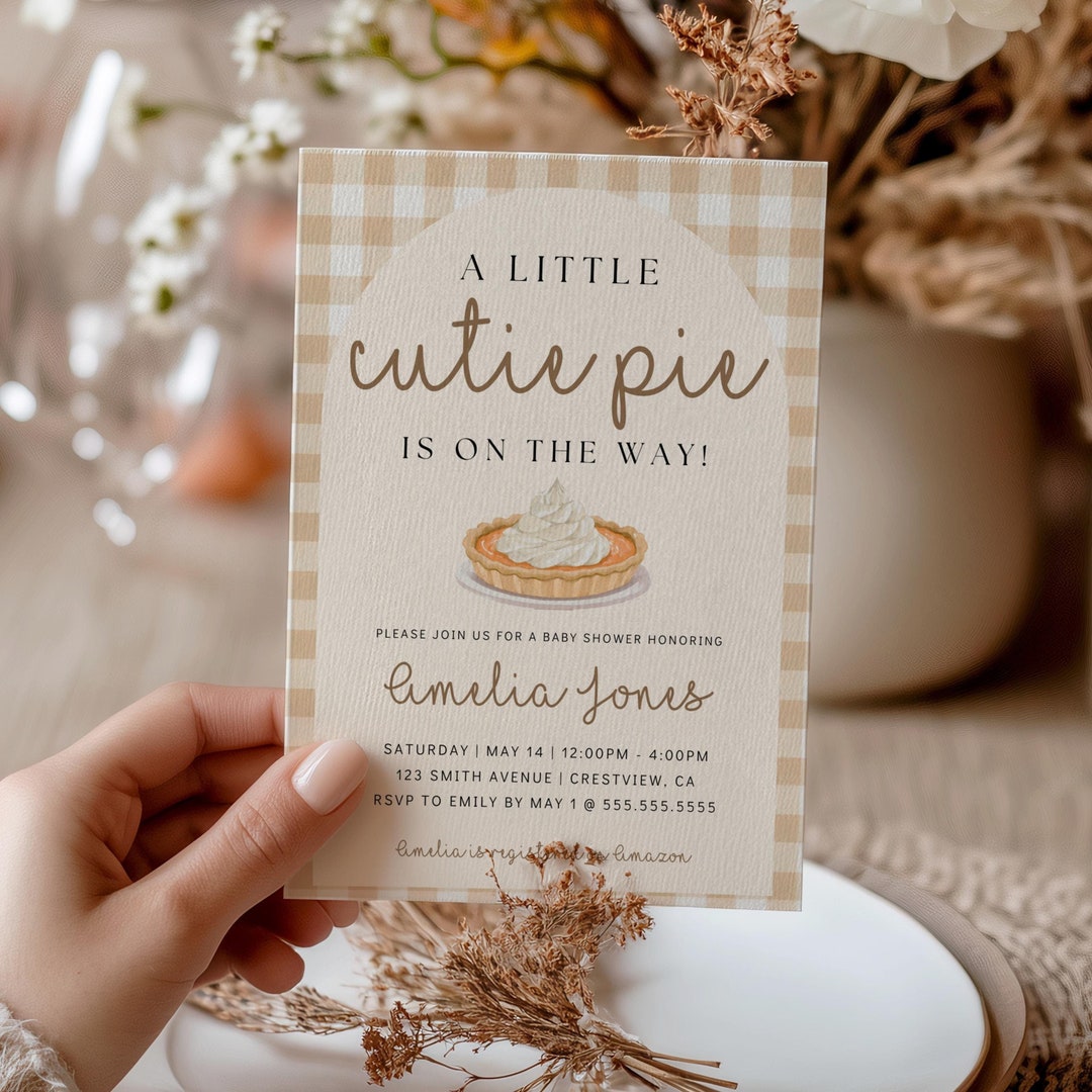 A Little Cutie Pie is on the Way Baby Shower Invitation Editable Cutie ...