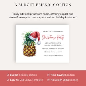 Tropical Christmas Invitation Editable Tropical Santa Christmas Party ...