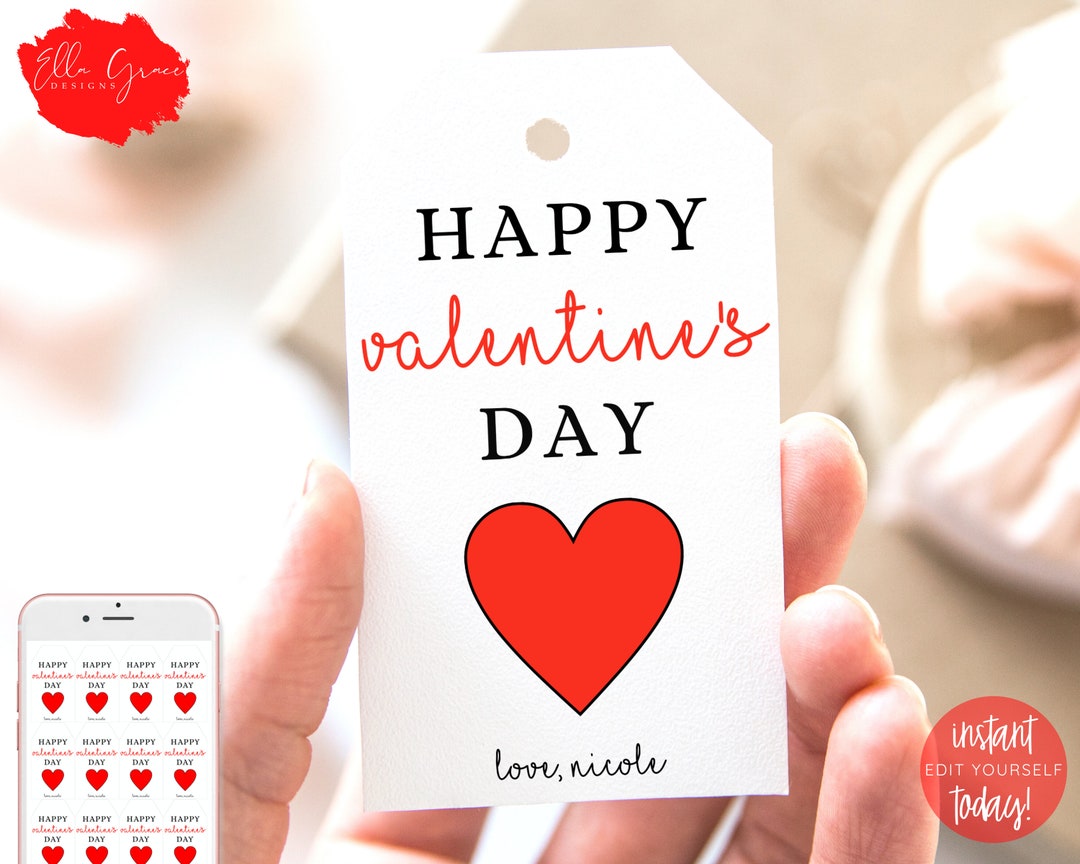 Editable Valentine's Day Tag Printable, Valentine's Day Hang Tag ...