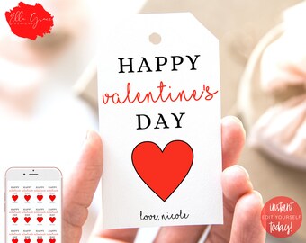 Printable Valentine's Day Gift Tags, Instant Download - Etsy