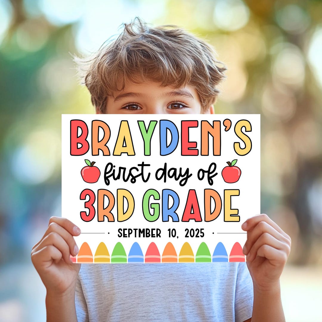 Editable First Day of 3rd Grade Sign Digital Download Personalized ...