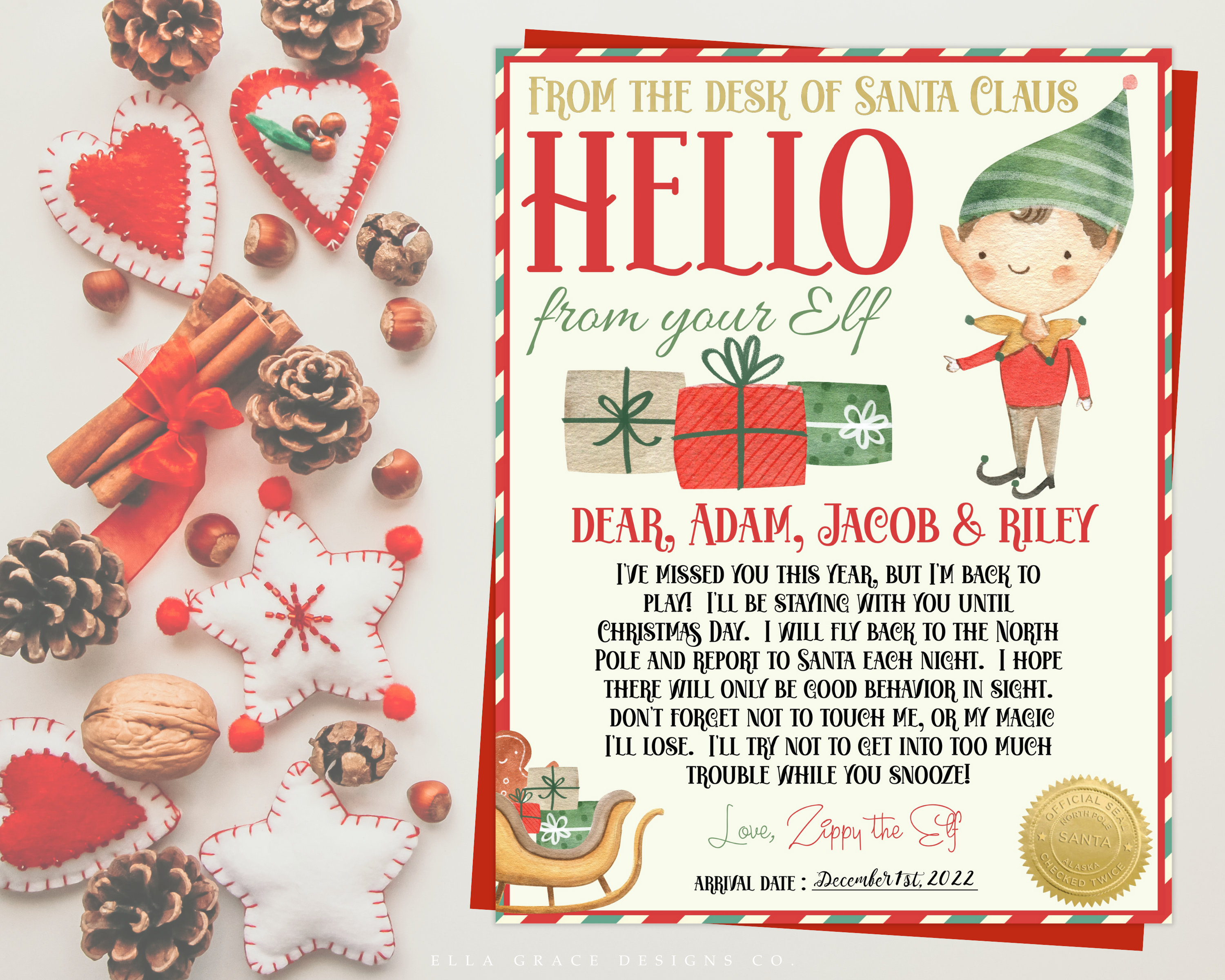 Editable Elf Arrival Letter Return Letter Christmas Elf - Etsy