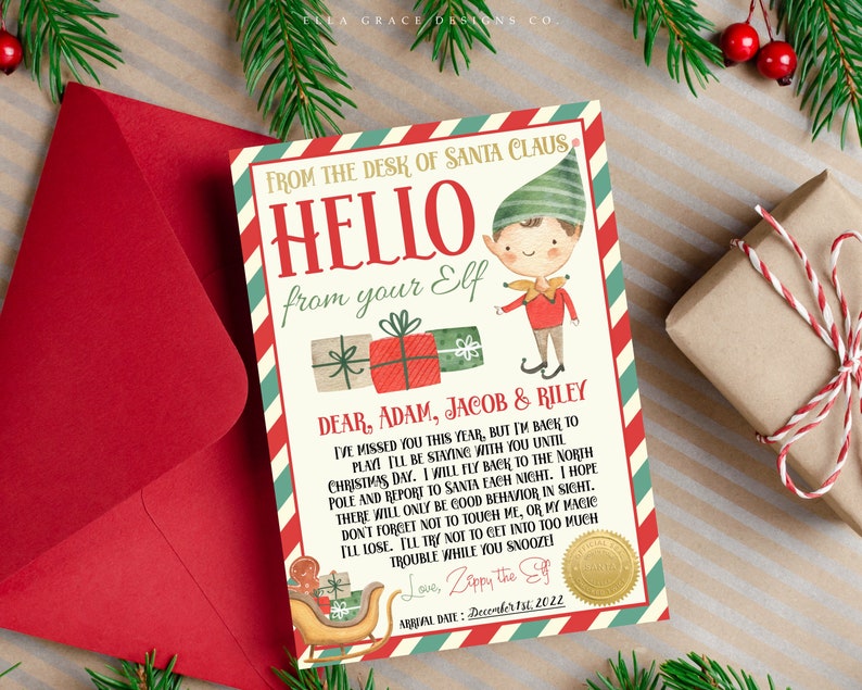 Editable Elf Arrival Letter Return Letter Christmas Elf - Etsy
