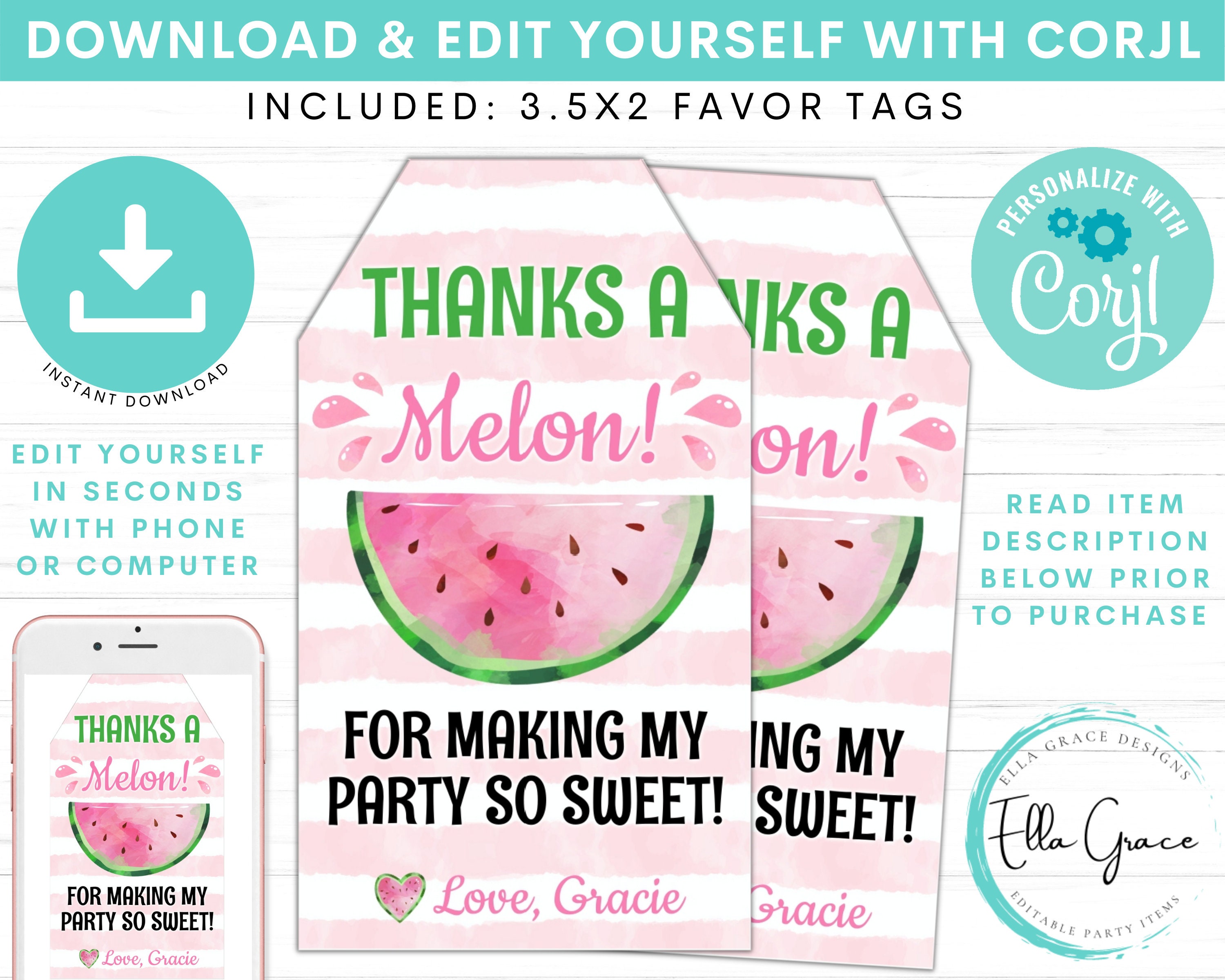 Editable Watermelon Party Package One in A Melon Party - Etsy