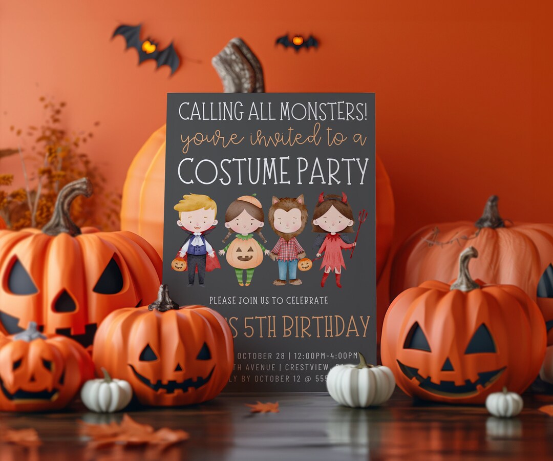 Editable Dress up Costume Birthday Party Invitation, Editable Halloween ...