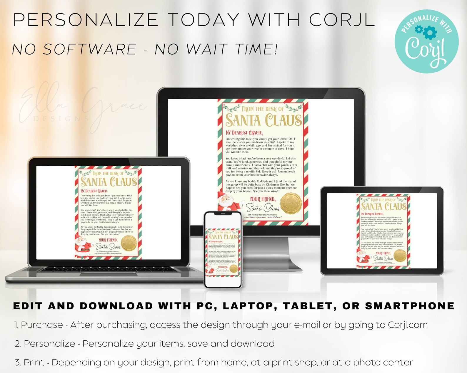 EDITABLE Letter From Santa Printable Santa Letter North - Etsy