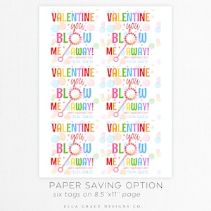 Editable Valentine Bubble Tags, Valentine You Blow Me Away Gift Tag ...