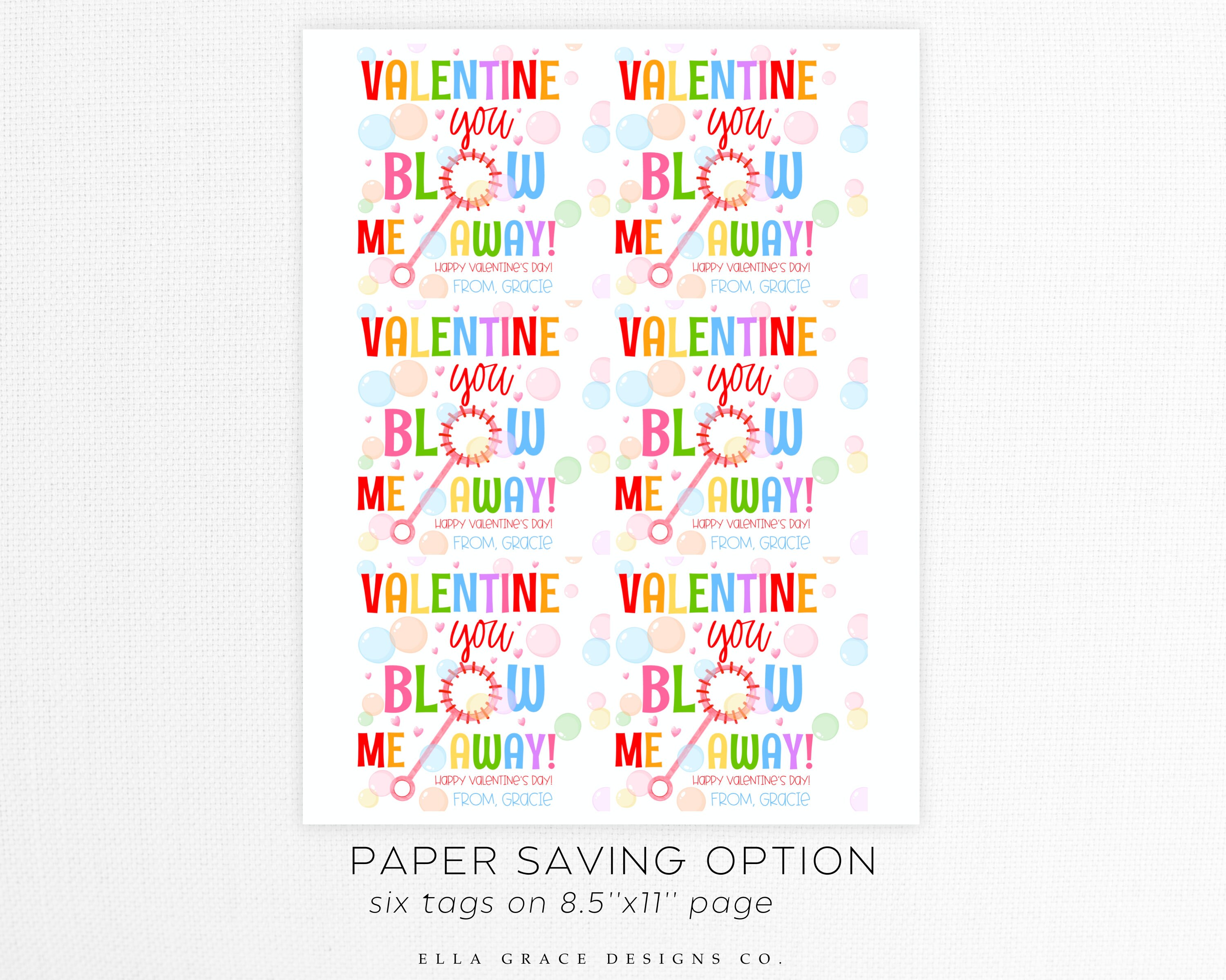 Editable Valentine Bubble Tags Valentine You Blow Me Away - Etsy