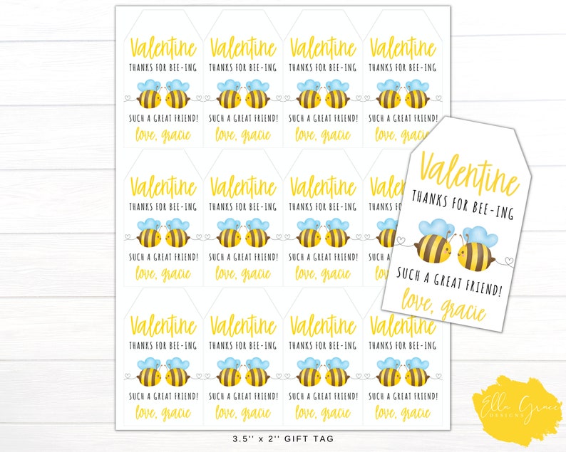 Editable Bee Mine Valentine Tags Printable Valentine Bee Gift | Etsy