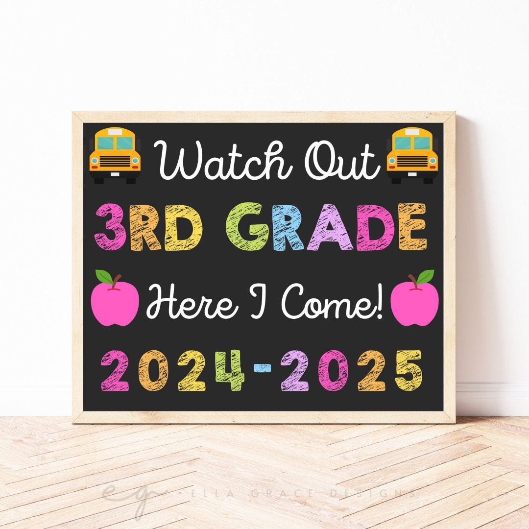 First Day of Third Grade Sign, First Day of School Sign, Third Grade ...