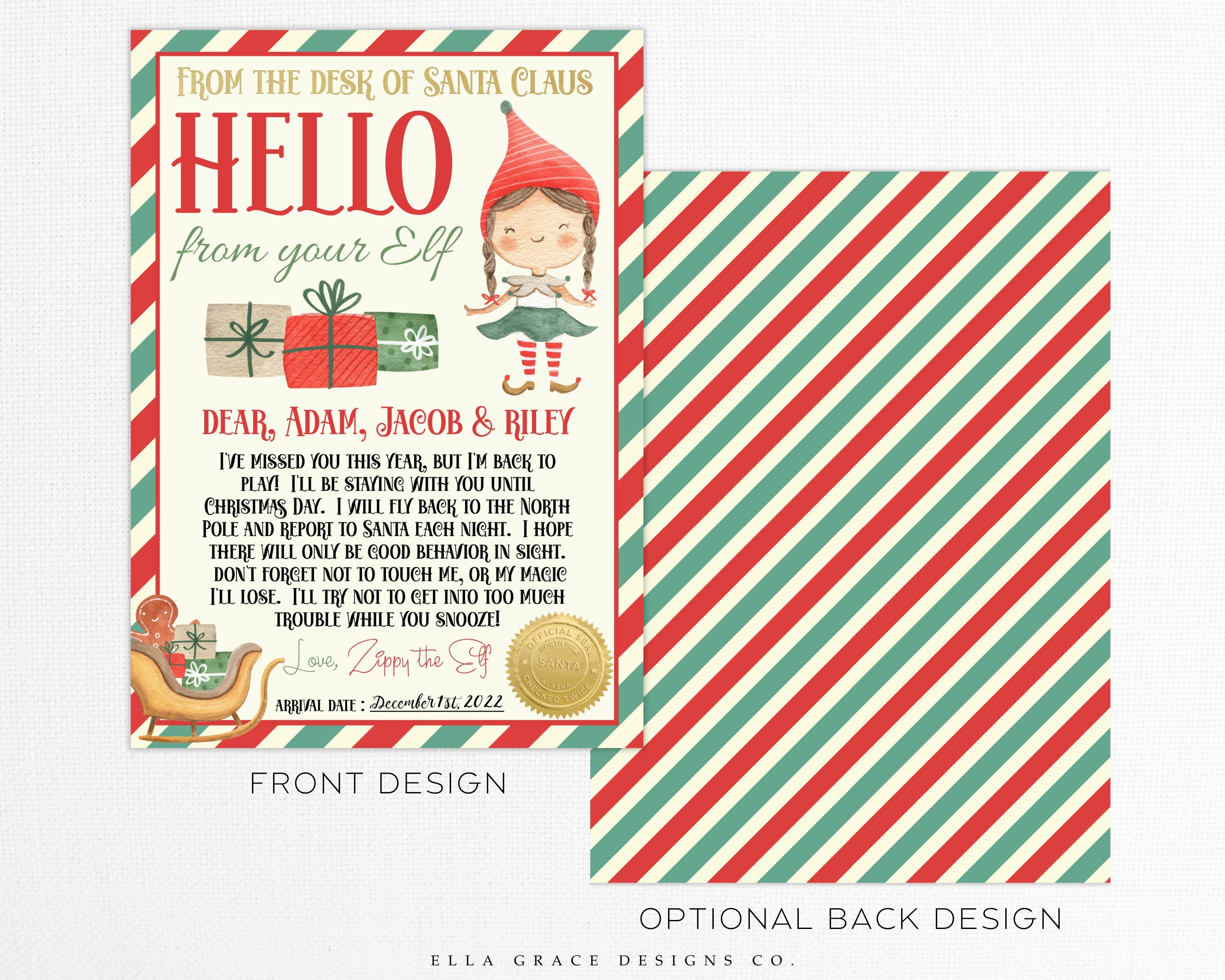 Editable Elf Arrival Letter Return Letter Christmas Elf - Etsy