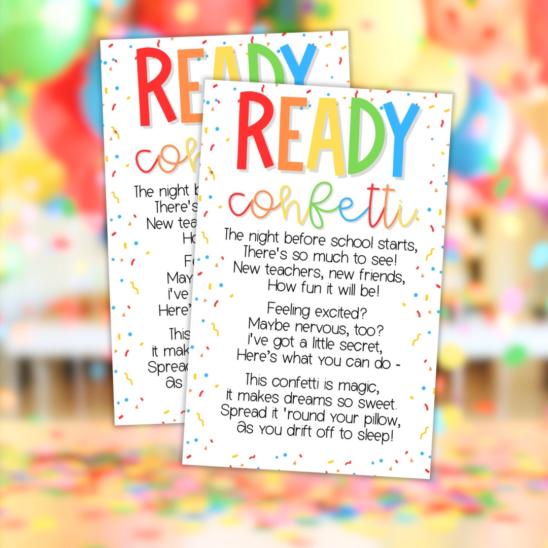 Ready Confetti for School, Ready Confetti for Kindergarten, Ready ...