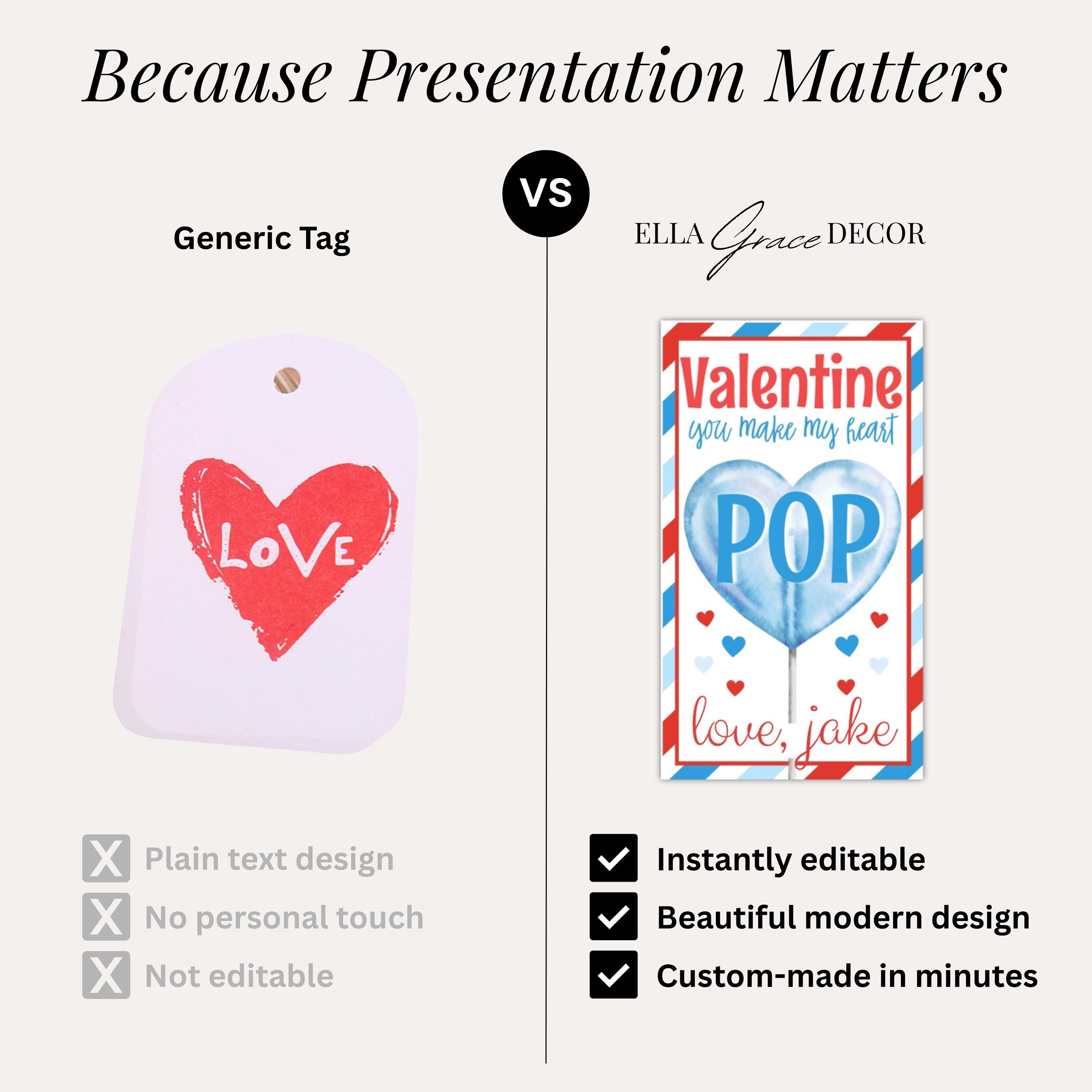 Editable You Make My Heart Pop Valentine's Day Gift Tag, Valentine ...