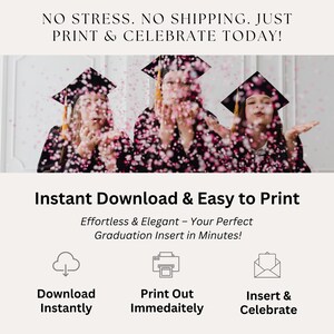 Graduation Invitation Insert Card, Graduation Announcement Insert ...