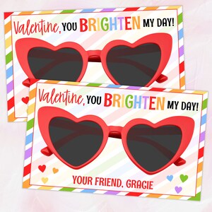 Valentine Tag Printable Sunglasses, Valentine Gift Tag Sunglasses ...