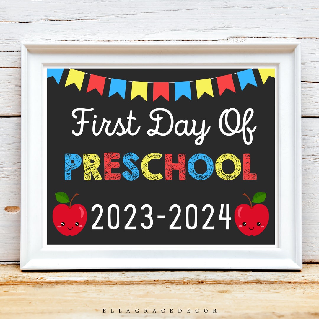 First Day of Preschool Sign, First Day of School Sign, Preschool ...