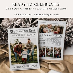 Newspaper Christmas Card Christmas Newsletter Template Editable Year in ...