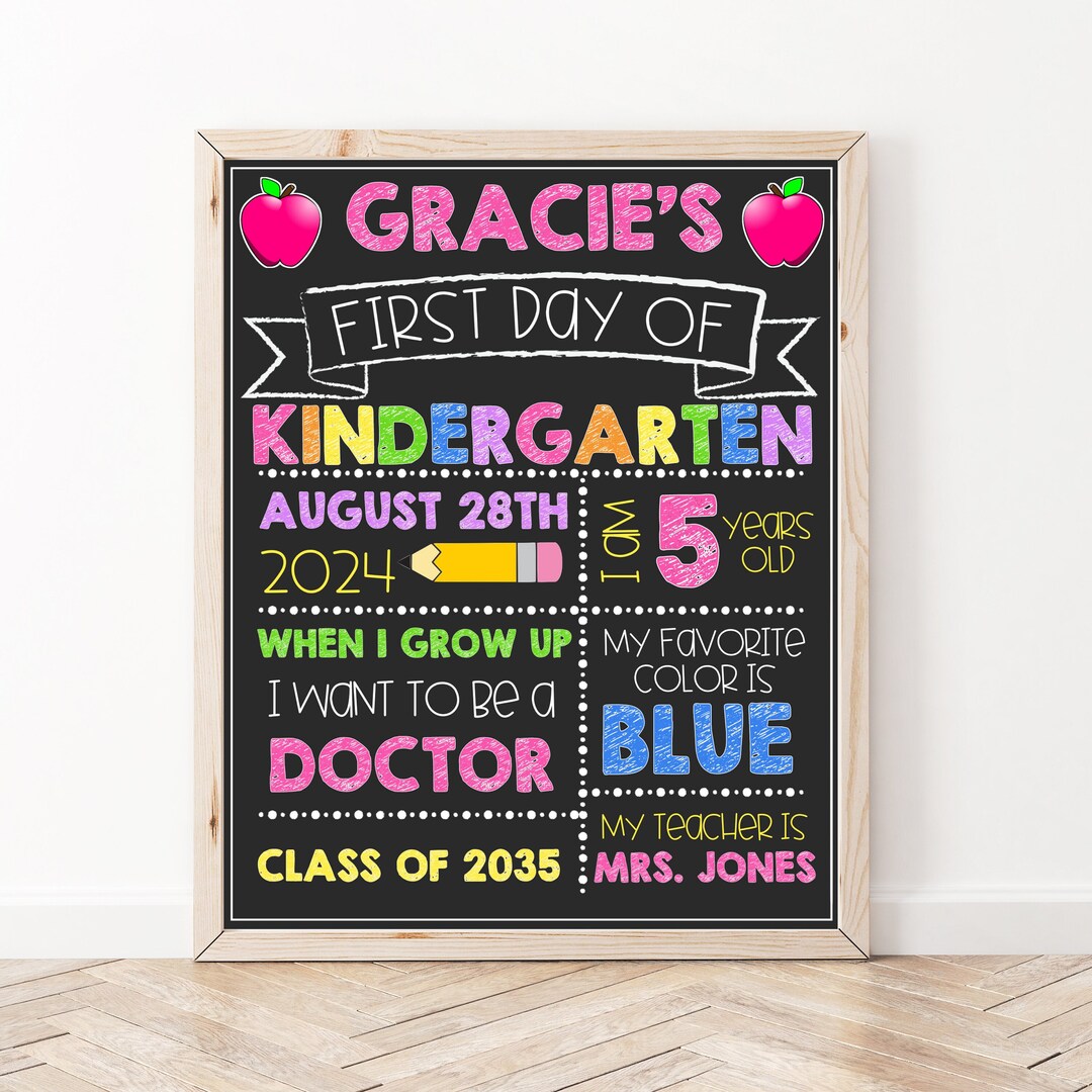 Editable Pink First Day of School Chalkboard Sign, Reusable First Day ...