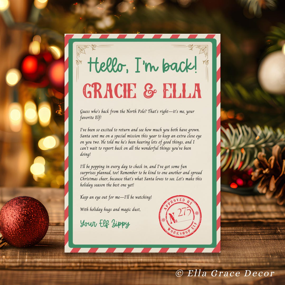 Editable Elf I'm Back Letter Elf Arrival Letter Elf Return Letter ...