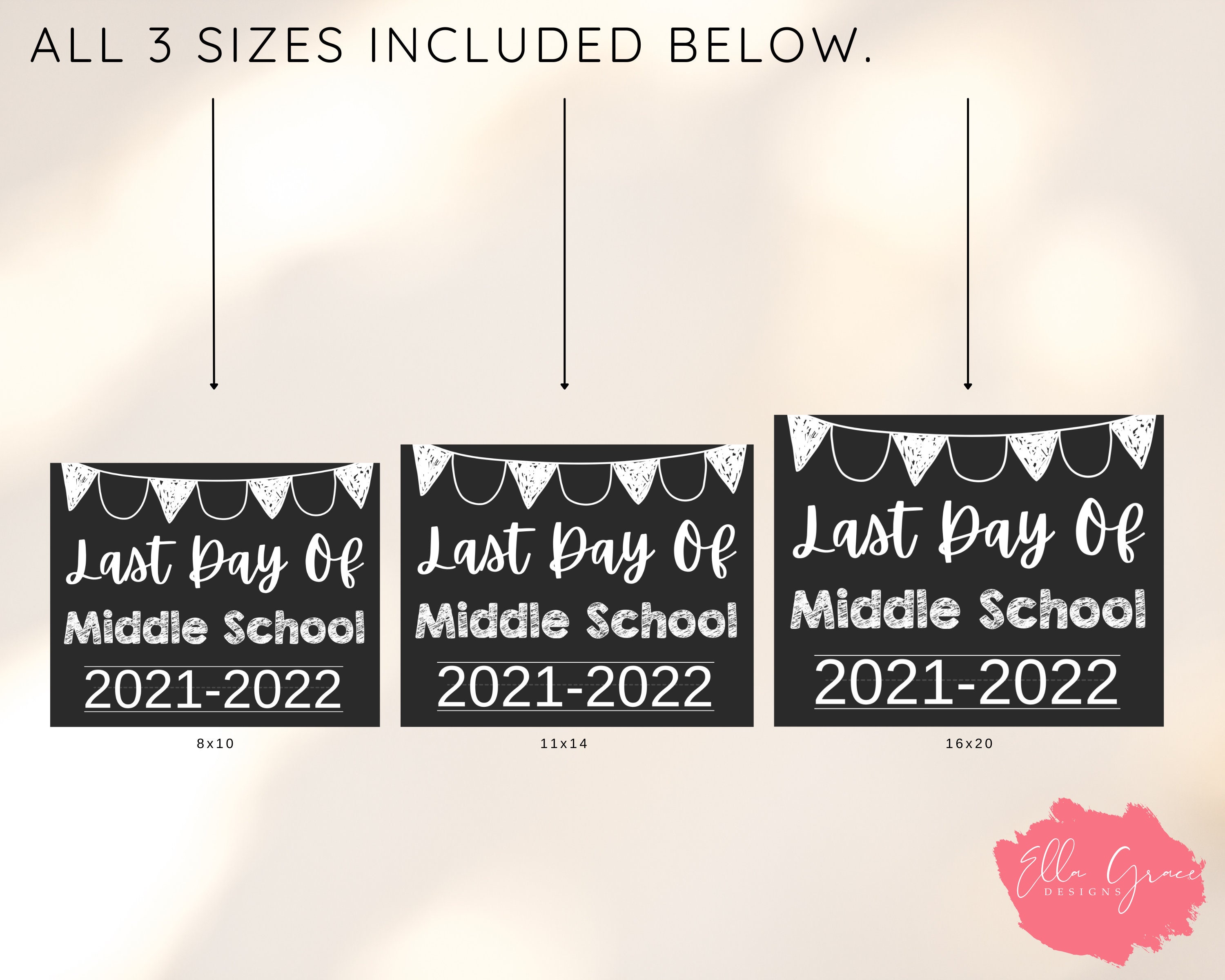 Last Day of Middle School Sign Last Day of School Middle - Etsy