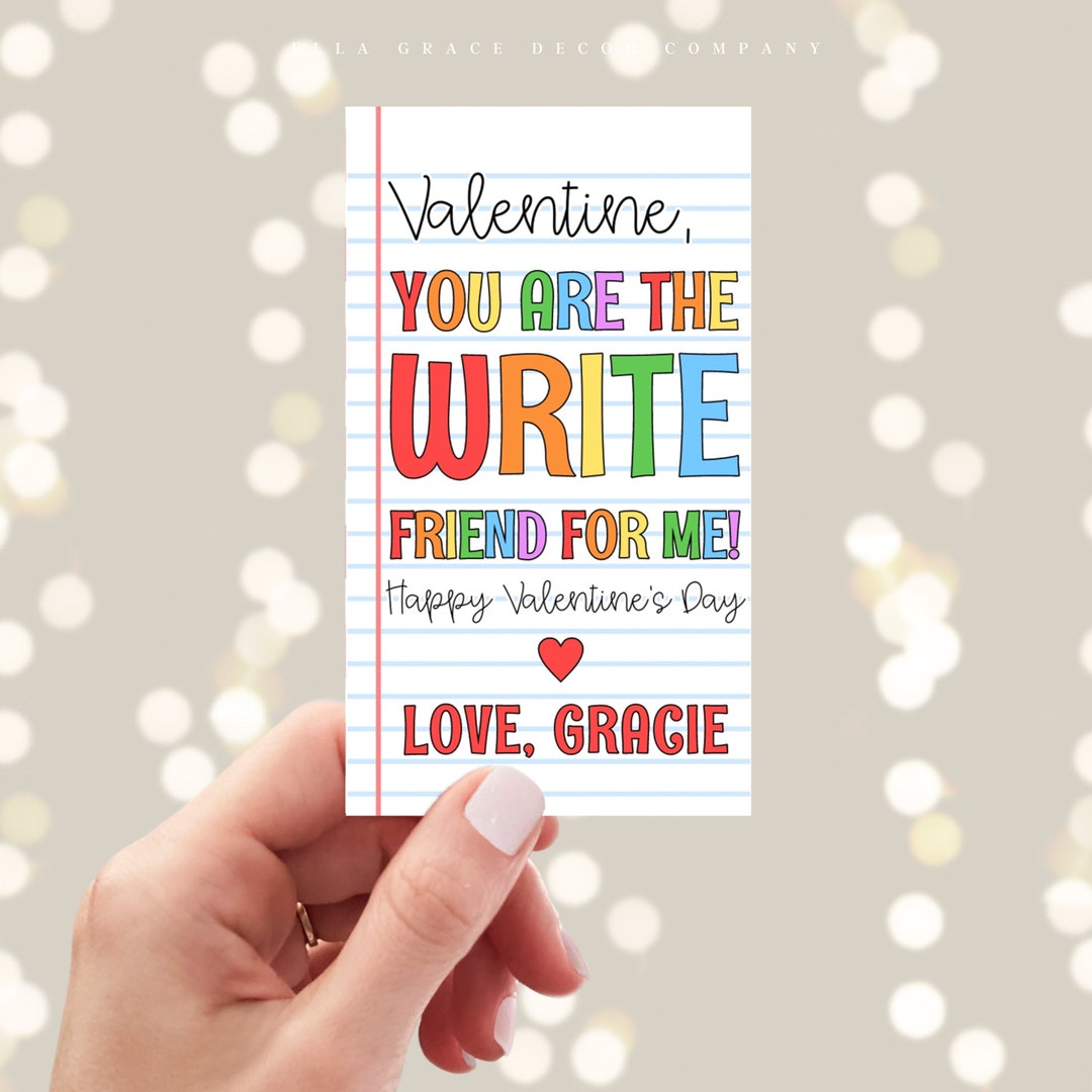 Write Valentine Printable, Write Valentines Tag, Kids Valentines Cards ...