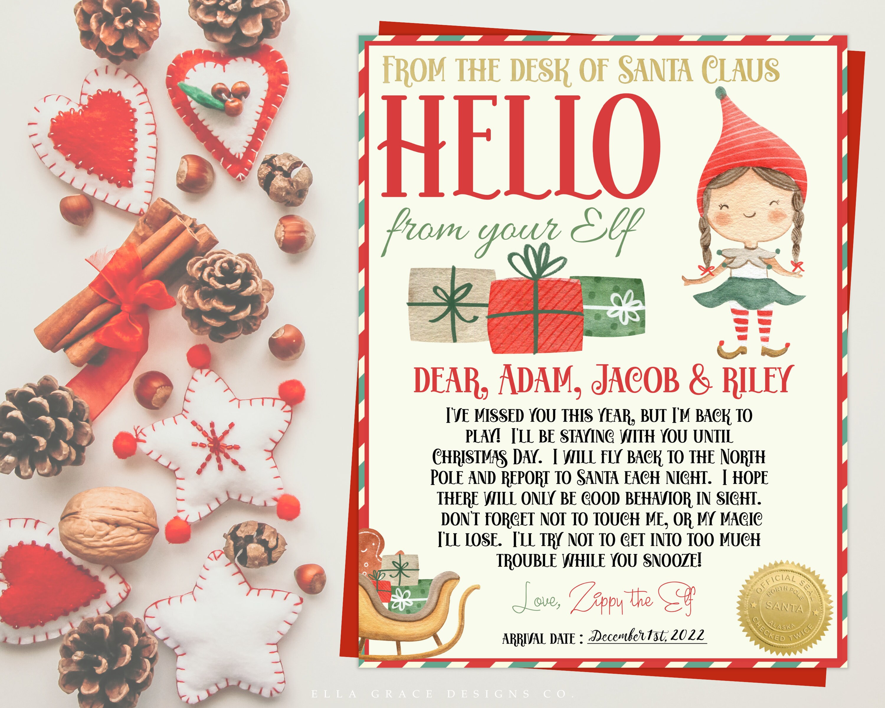Editable Elf Arrival Letter Return Letter Christmas Elf - Etsy