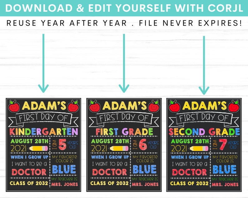 Editable Last Day of School Chalkboard Sign Reusable Last Day - Etsy