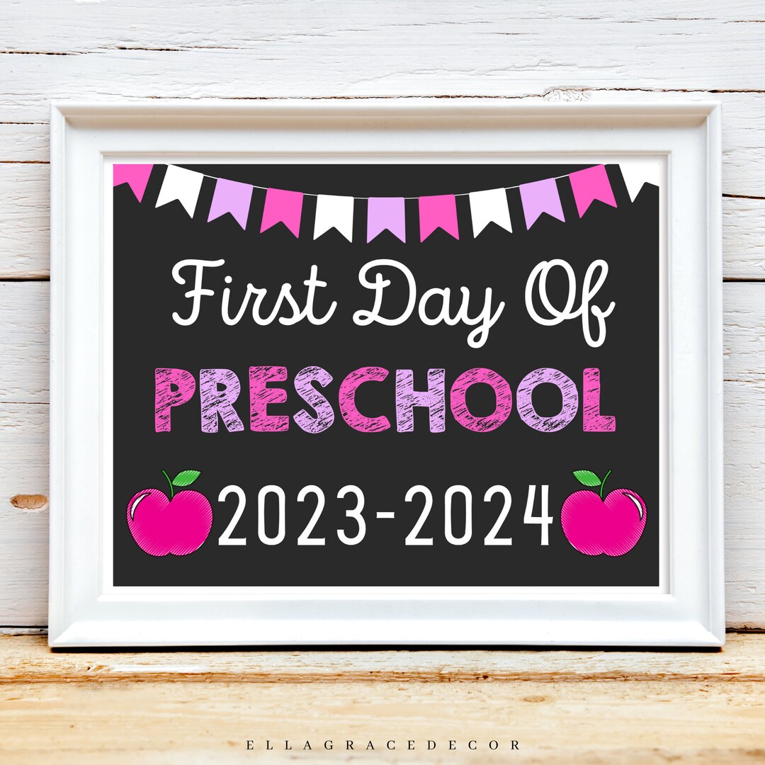 First Day of Preschool Sign, First Day of School Sign, Preschool ...