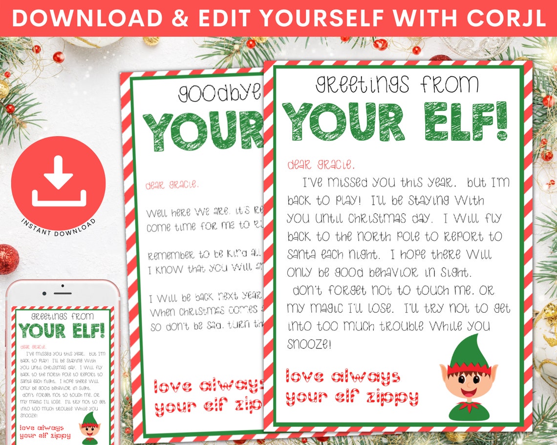Editable Printable Digital Elf Letter Elf is Back Letter Elf - Etsy