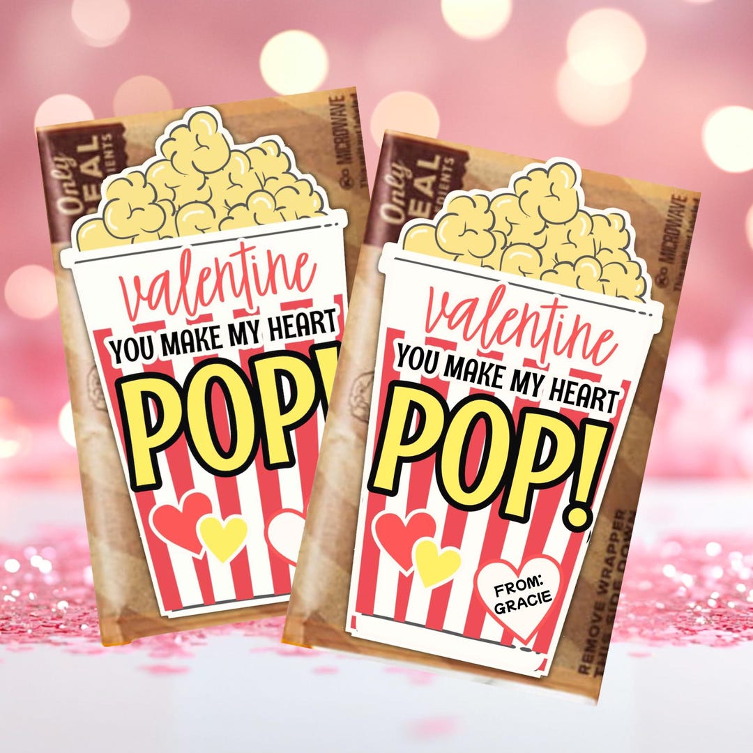 Popcorn Valentine Tag Editable, Popcorn Valentine Tag Printable ...